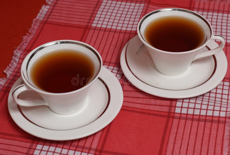 Red Checkered Heart Two Black Tea Cups Stock Photos - Free & Royalty ...