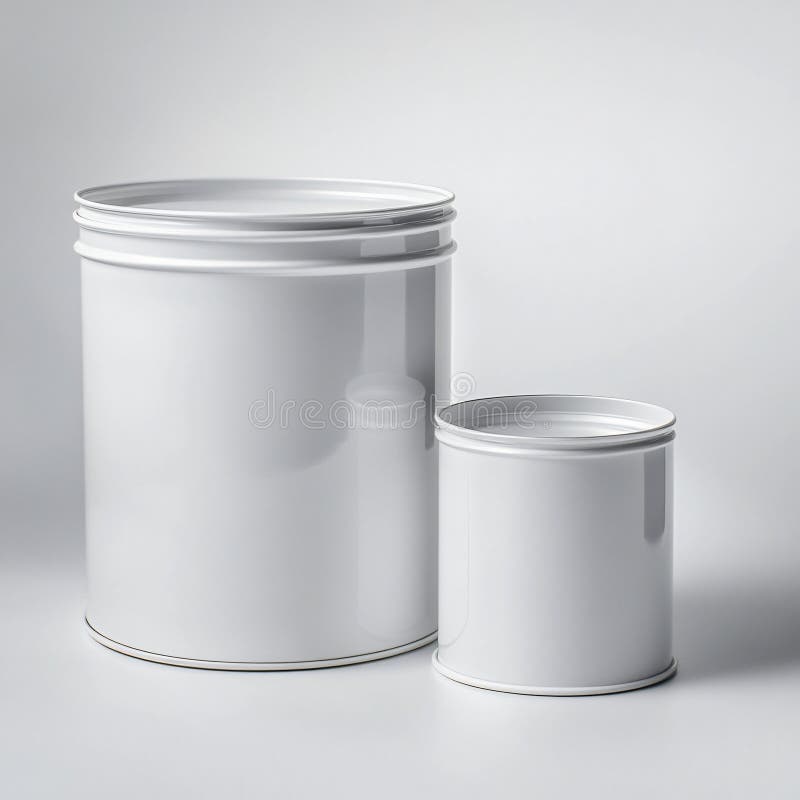 Two White Cylindrical Metal Containers Mockup High Quality Image Stock ...