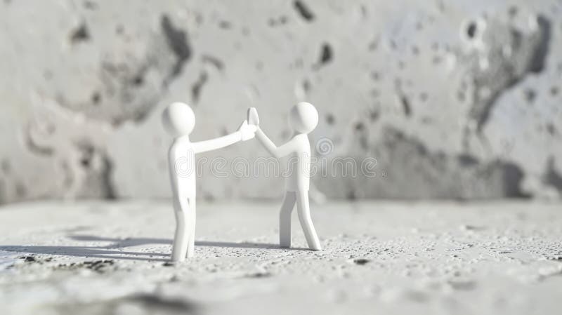 Two White Dolls Working Together or Working As Team and Holding Hands ...