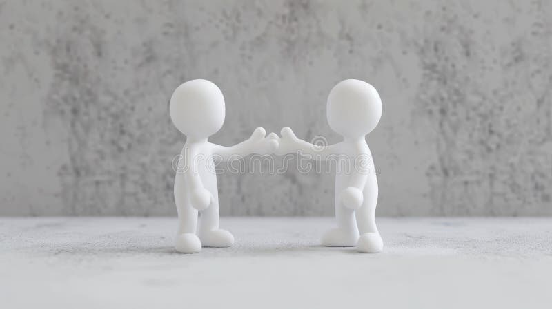 Two White Dolls Working Together or Working As Team and Holding Hands ...