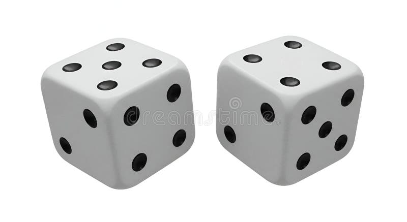 Two White Dice Showing Different Numbers on Their Faces, Positioned on ...
