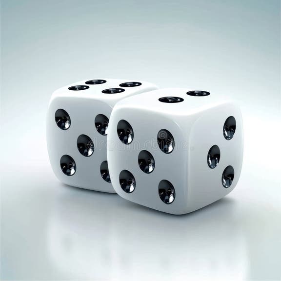 Two White Dice with Soft Shadows on Smooth Surface Stock Illustration ...