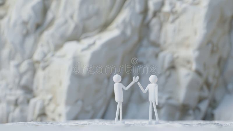 Two White Dolls Working Together or Working As Team and Holding Hands ...