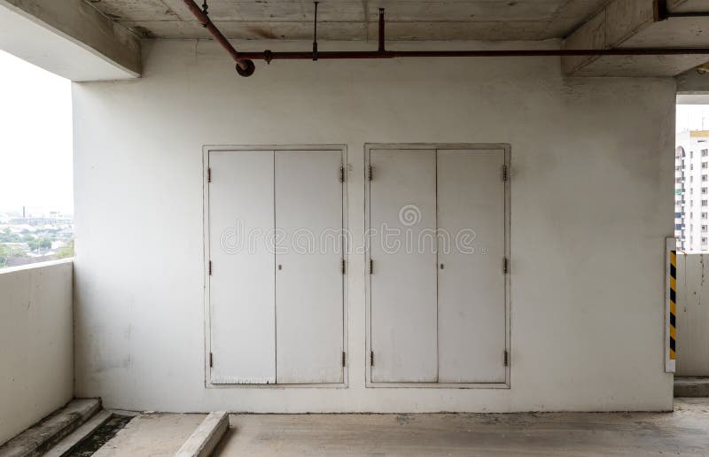Two White Door Storage Room Stock Image - Image of entrance, building ...
