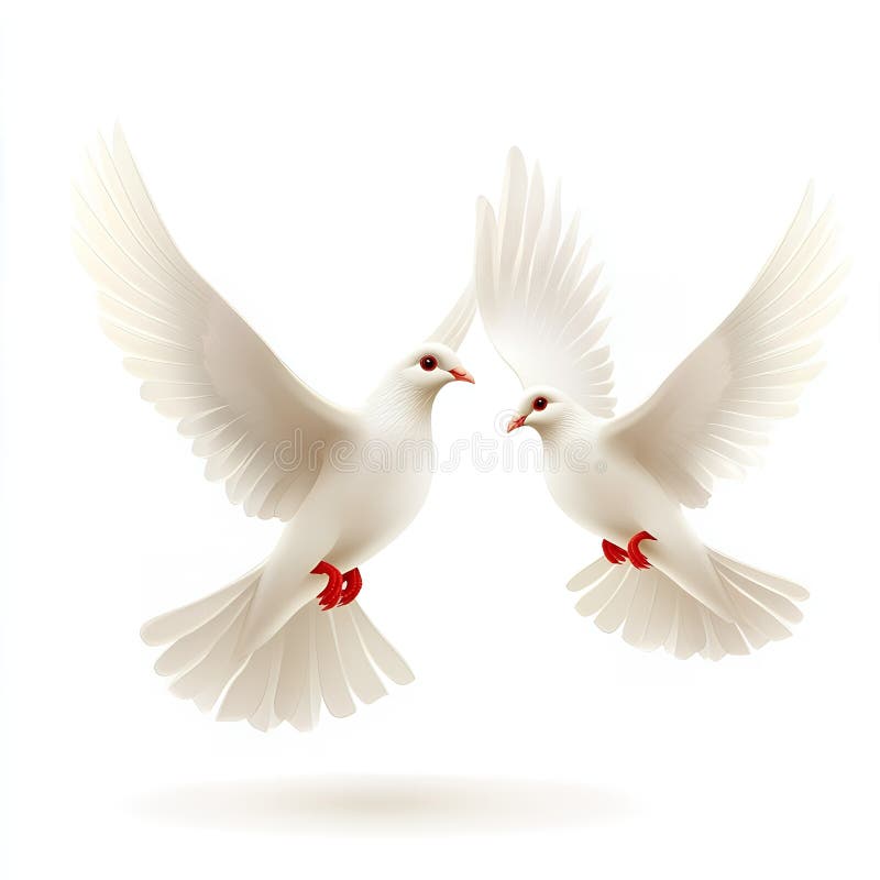 Two white doves in flight stock illustration. Illustration of bird ...