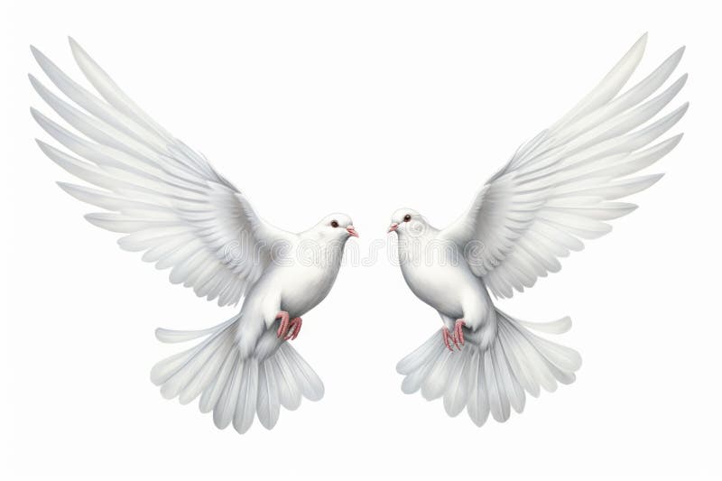 Two White Doves Gracefully Soaring through the Air. Perfect for ...