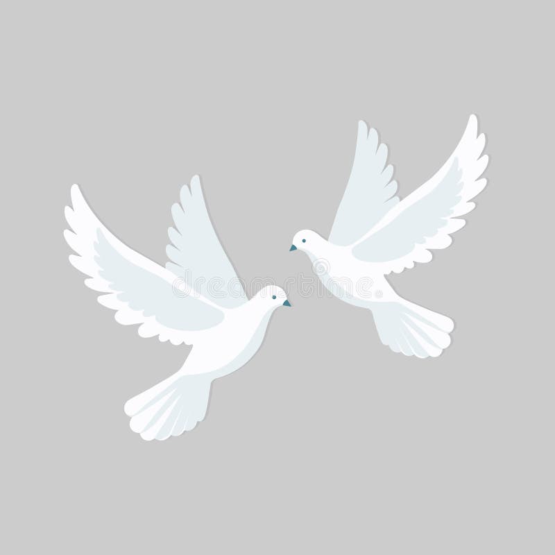 Two White Doves Isolated Flat Illustration Stock Vector - Illustration of dove, elegance: 347528018