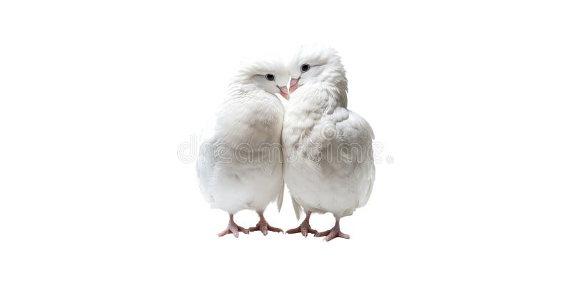 Two White Doves Standing Together Isolated on Transparent Background ...