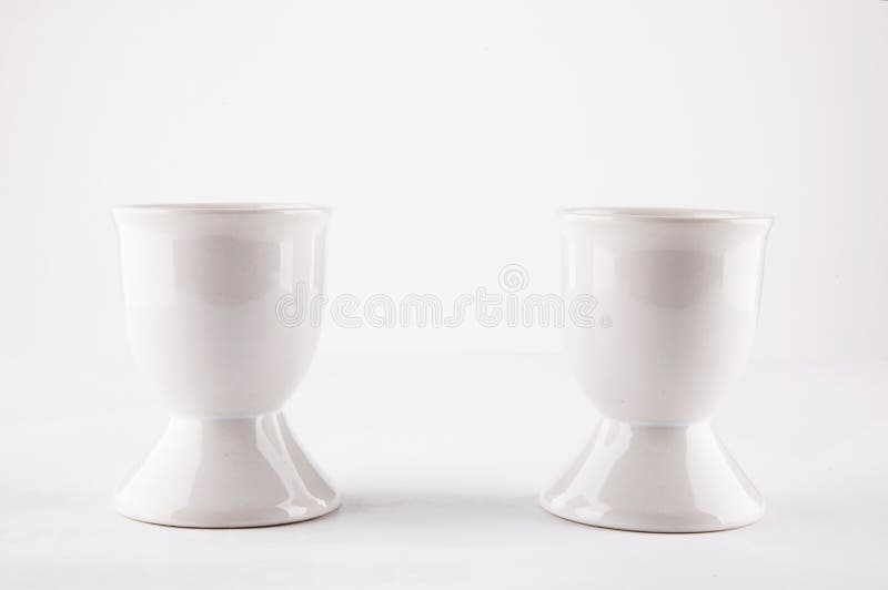 Studio Shot of Two White Egg Cups Stock Image - Image of ingredient ...