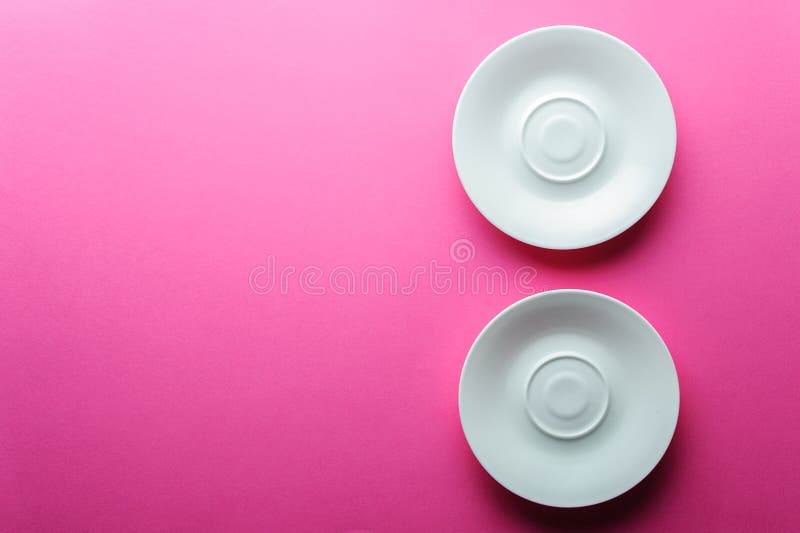 Two White Empty Plates Space for Copy Stock Image - Image of worker ...