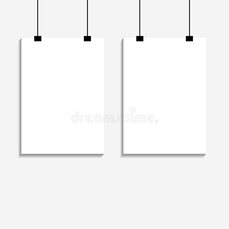 Two White Empty Poster Mockup on Bg Stock Illustration - Illustration ...