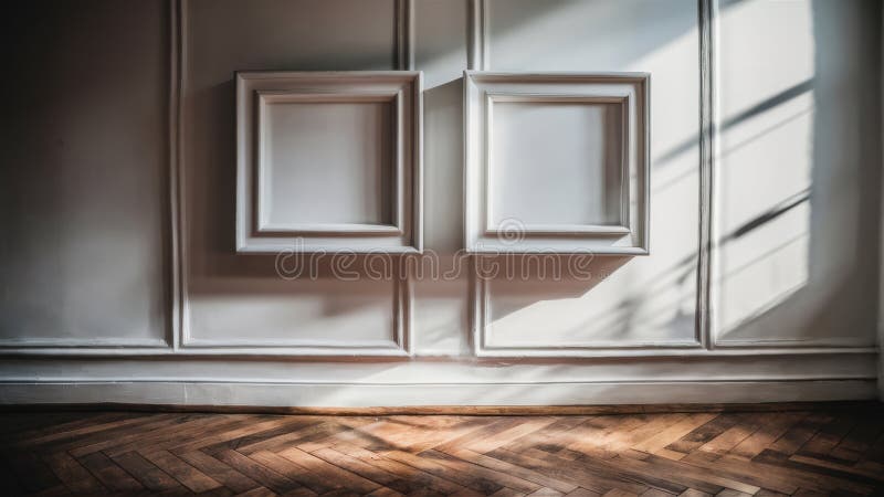 Two White Frames on a Wall Next To Each Other, AI Stock Photo - Image ...