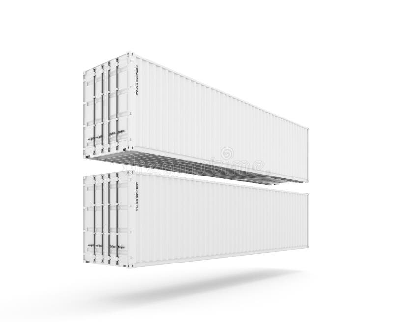 Two White Freight Containers Floating in Air, on White Stock ...