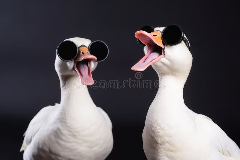 Two White Goose Singing a Song Created with Generative AI Technology ...