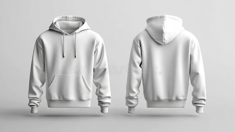 Two White Hoodies Front and Back Views on a Neutral Background Stock ...