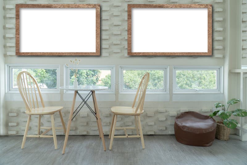 Two White Horizontal Frames on a Relaxing Scene Stock Image - Image of ...