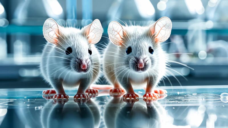 Two White Laboratory Mice Standing on Glass Table Stock Footage - Video ...