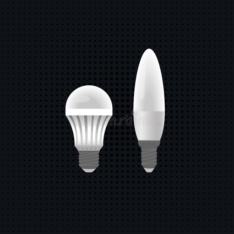 Two White LED Energy-saving Light Lamps of Different Shapes Stock ...