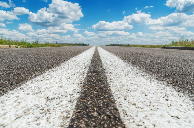 Two Solid White Lines on Asphalt Road Stock Photo - Image of grey ...