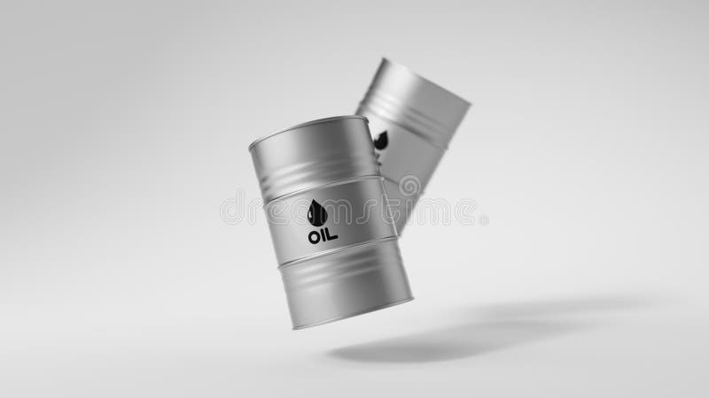 Two White Metal Oil Barrels Float on White Background. Front View. Oil ...