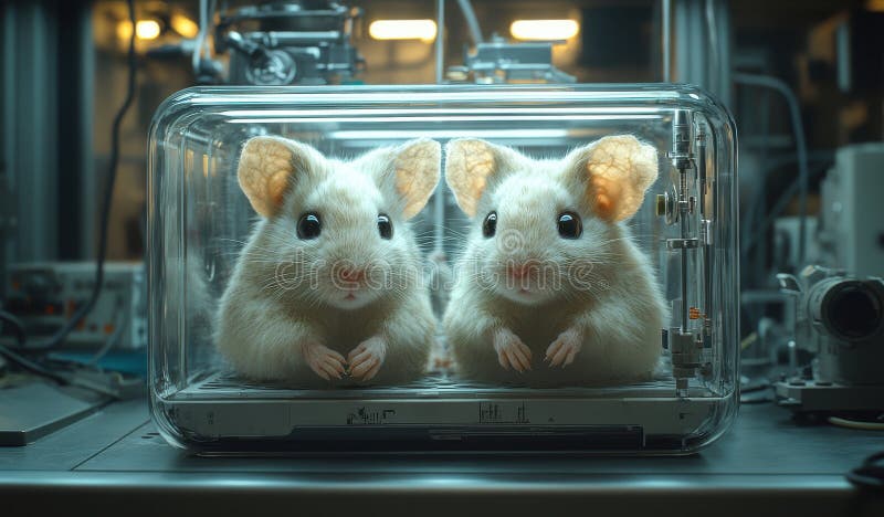 Scientist Observing Mice in a Laboratory Research Environment Stock ...