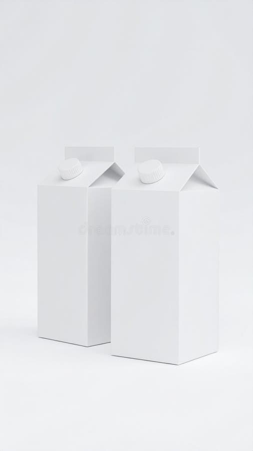 Two White Milk Cartons on White Background Stock Illustration ...