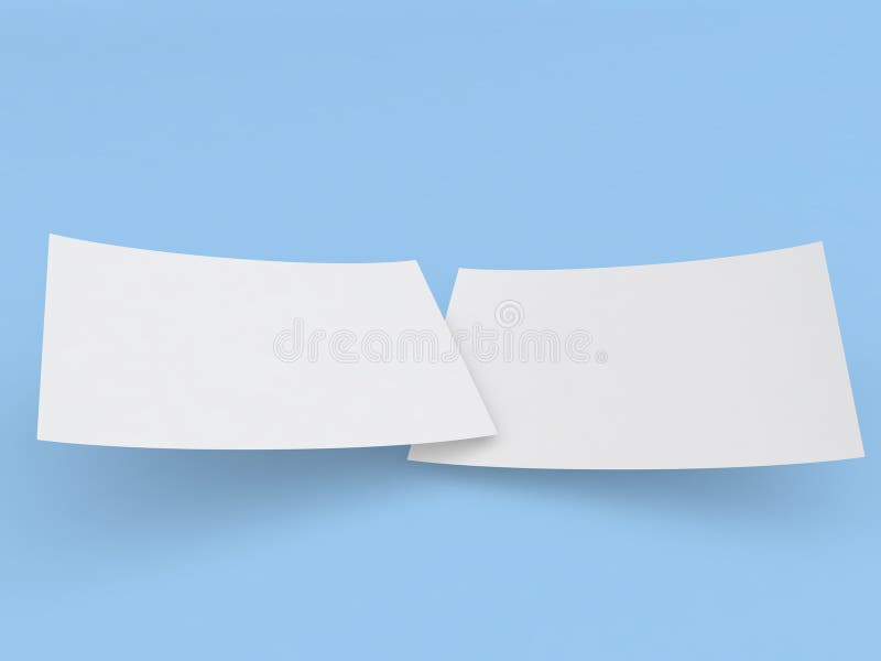 Two White Mockups Empty Advertising Flyer on Blue Background. Stock ...