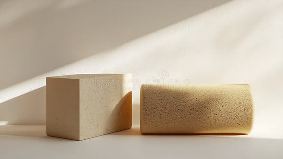 Two White Objects, One of Which is a Cube and the Other is a Cylinder ...