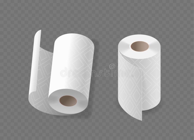 Two White Paper Towel Rolls Realistic 3d Vector Image. One Roll is ...