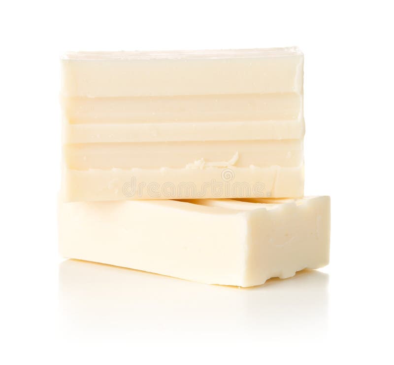Two White Pieces of Soap Bar Over White Stock Image - Image of pair ...