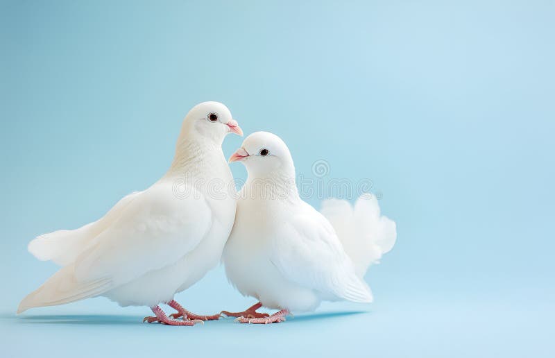 Two White Pigeons on a Blue Background Stock Illustration ...