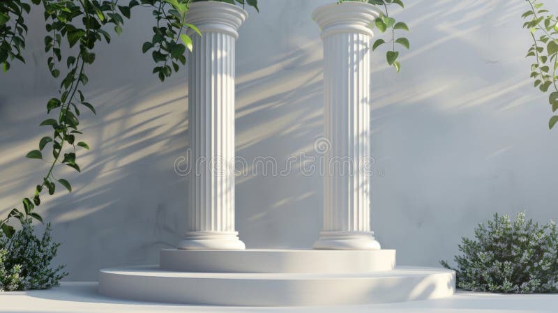 White Pillars with Greenery Stock Image - Image of modern, pillars ...