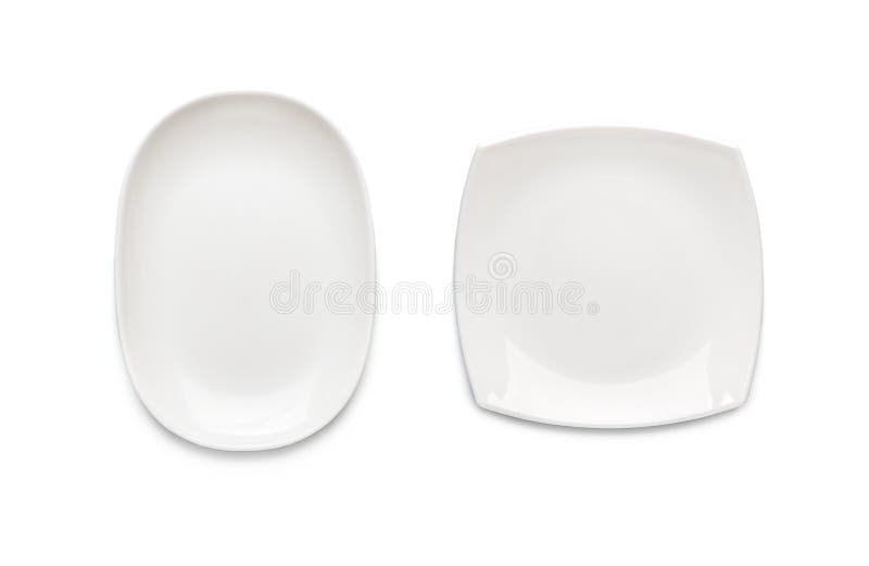 Two White Plates of Different Shapes on a White Background. View Stock ...