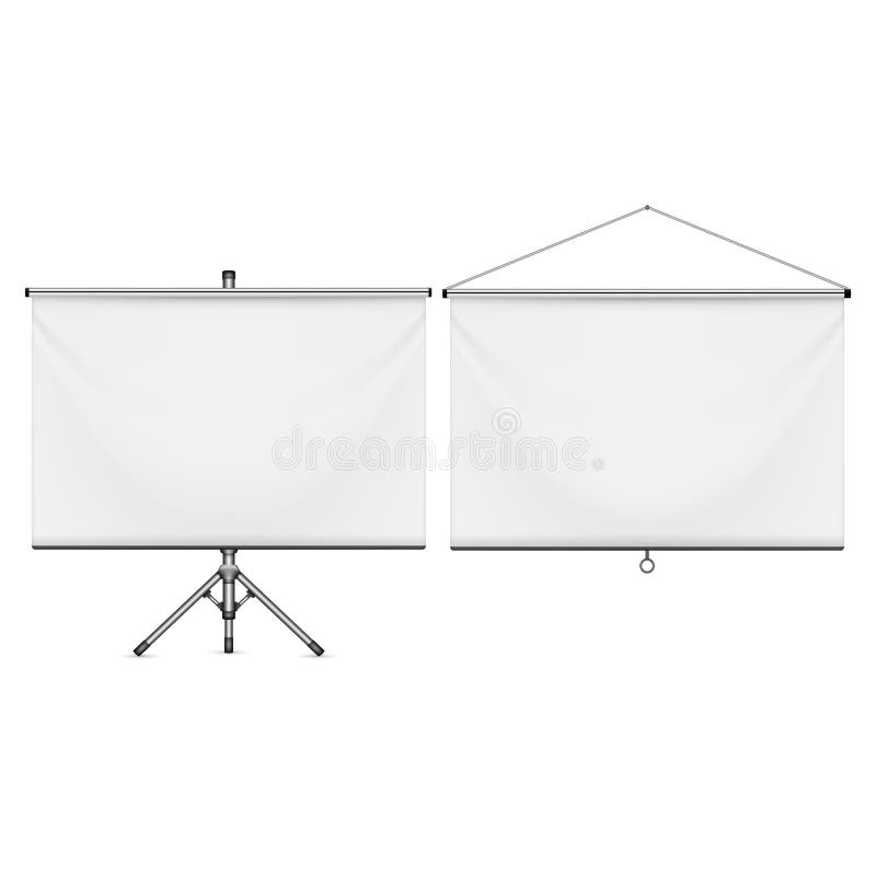 Two White Projection Screens, One on a Tripod Stand and One Hanging ...
