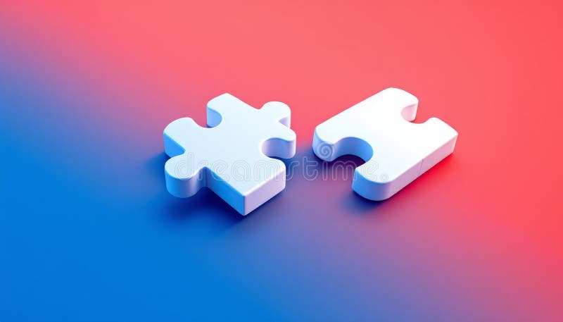 Two White Puzzle Pieces, Separated, 3D Effect, Minimalist Design ...