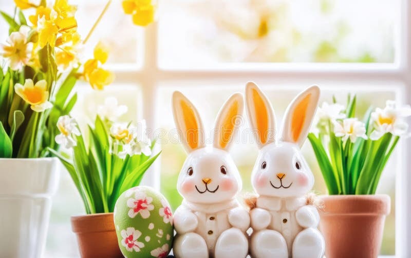 Two White Rabbits Sit Together on a Table, Embodying the Spirit of ...