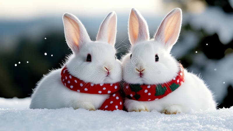 Two White Rabbits Sitting Snow Ai Generated Stock Photos - Free & Royalty-Free Stock Photos from ...