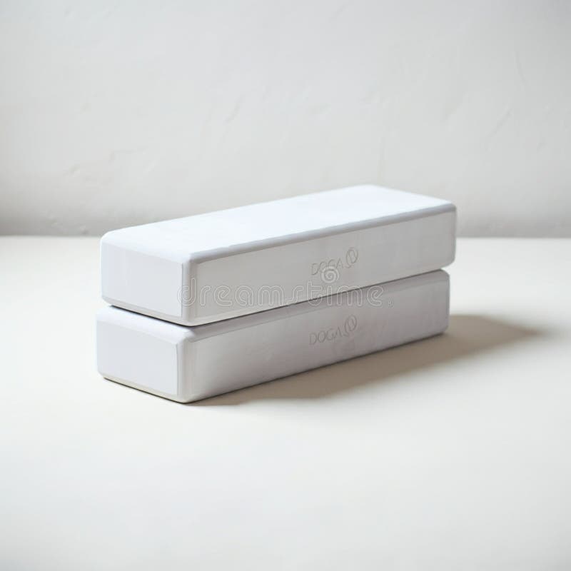 Two White Rectangular Blocks Stacked Vertically on a Flat Surface Stock ...