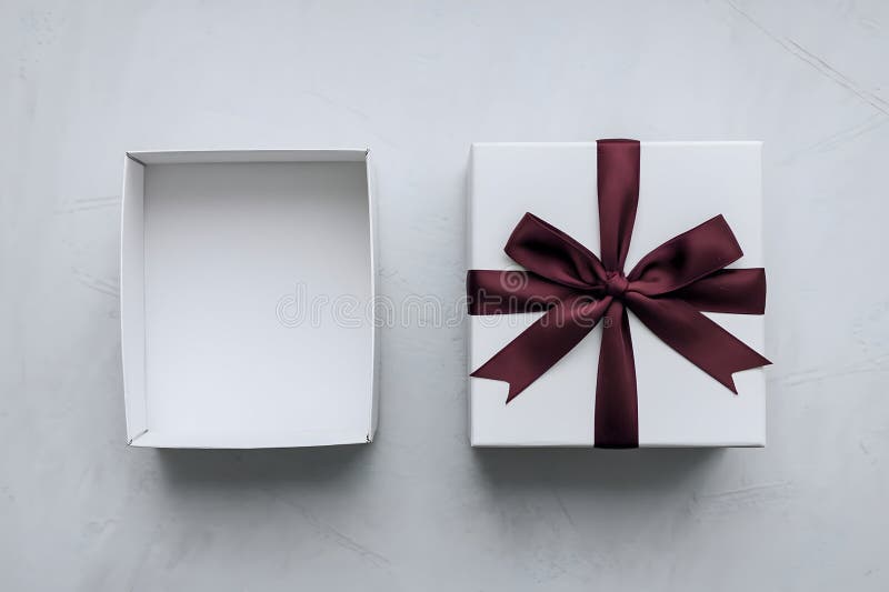 Two White Rectangular Boxes, One with a Red Bow, Emphasizing Minimalism ...