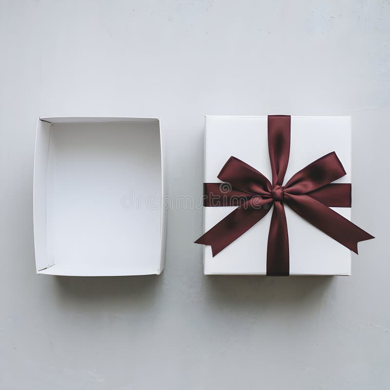 Two White Rectangular Boxes, One with a Red Bow, Emphasizing Minimalism ...