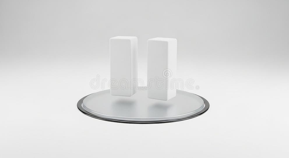 Two White Rectangular Columns Stand on a Circular Platform with a ...