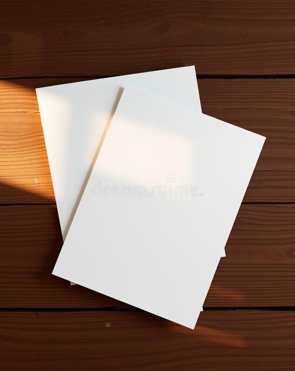 Two White Rectangular Paper Sheets Placed on Top of Each Other on a ...