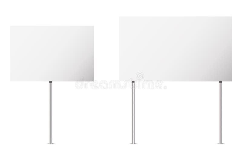 Two White Rectangular Signs on Metal Poles. One Larger, One Smaller ...