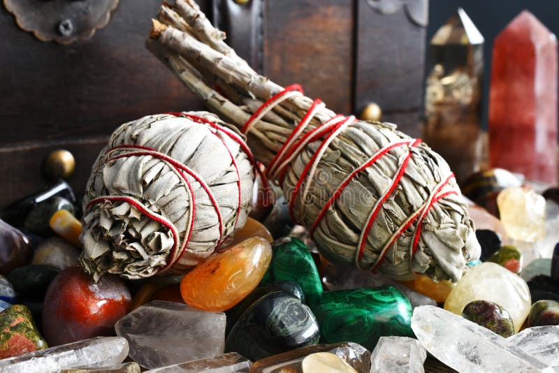 Two White Sage Smudge Sticks Close Up Stock Image - Image of rose ...