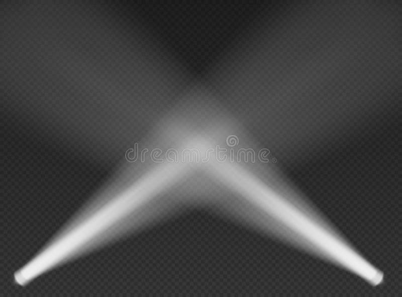 Two White Searchlights in the Air. Cone Lights from Bottom with ...