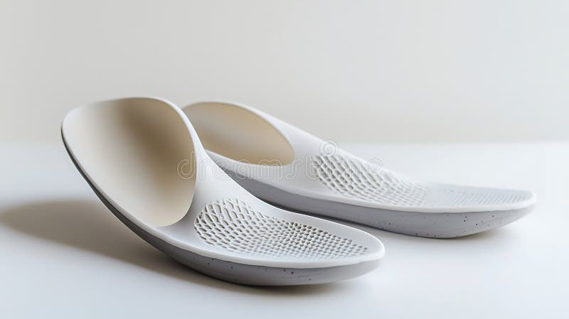 Two White Shoes with a Curved Shape and a White Bowl on Top of Them ...