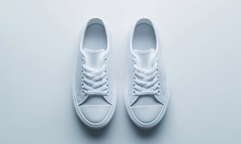 Two White Shoes with Laces on a White Background Stock Photo - Image of ...