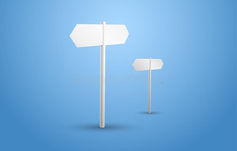 Two White Signpost on a Blue Background Stock Vector - Illustration of ...