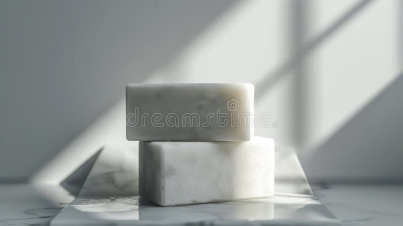 Two White Soap Bars in Minimalist Light Stock Image - Image of simple ...