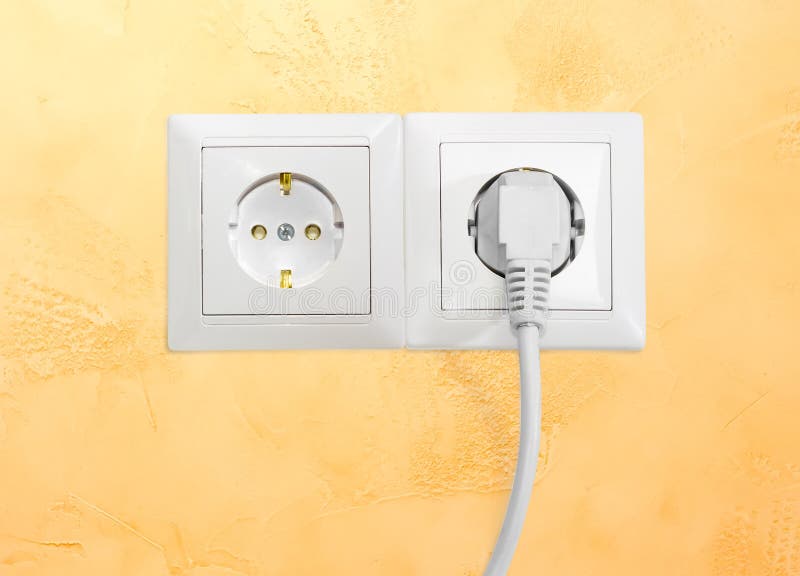 Two White Socket Outlet with One Connected Corresponding Power P Stock ...